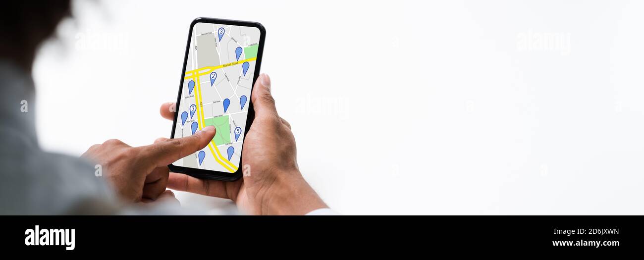Mobile GPS Location Map On Phone. Cellphone Navigator Stock Photo - Alamy
