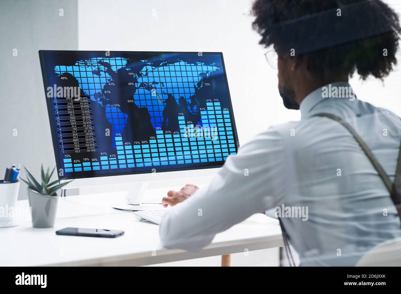 Business Data Analyst Using Computer. African American Advisor Stock ...