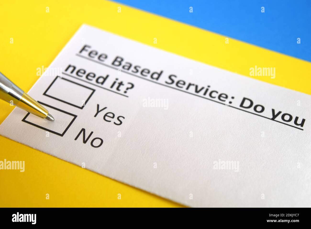 One person is answering question about fee based service Stock Photo ...