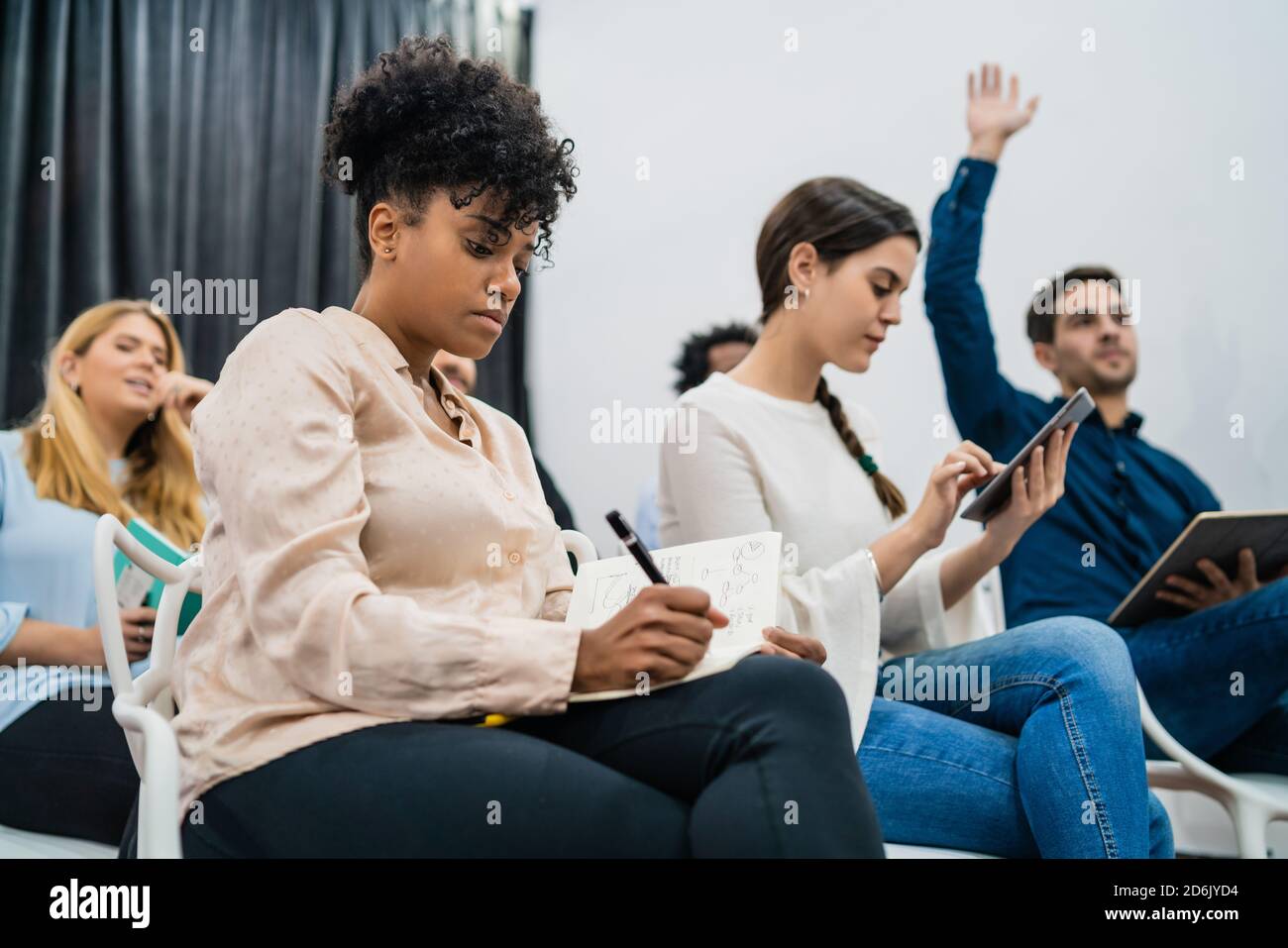 Teamwork group people raise hands hi-res stock photography and images ...