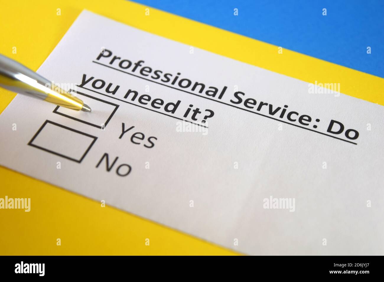 One person is answering question about professional service Stock Photo ...