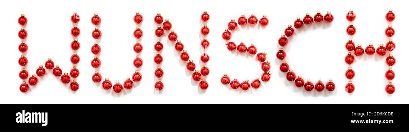 Red Christmas Ball Ornament Building Word Wunsch Means Wish Stock Photo ...