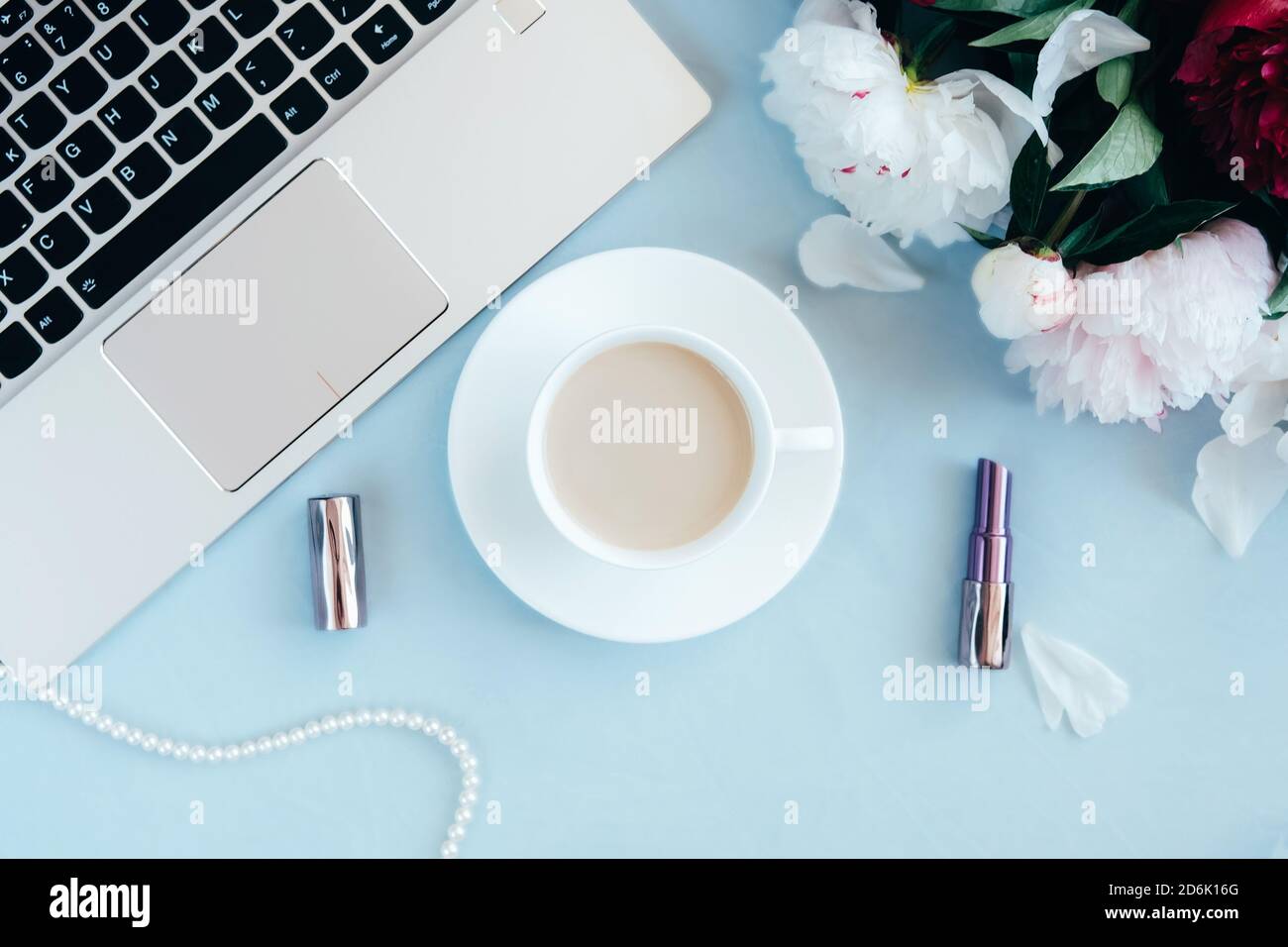 Feminine morning layout coffee hi-res stock photography and images - Alamy