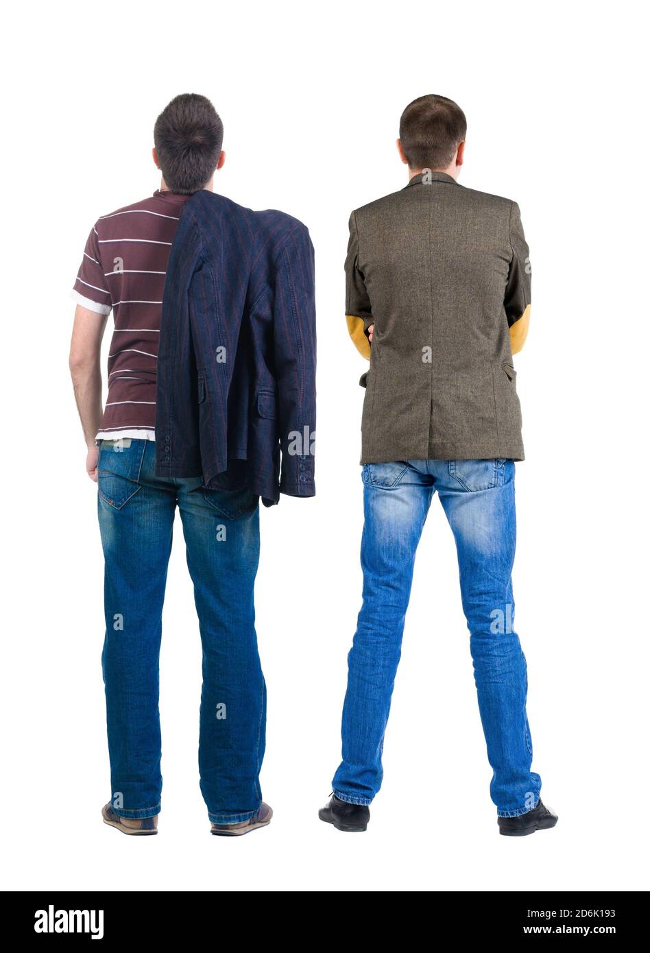 Back view of two business man in suit. Business team. Rear view people ...