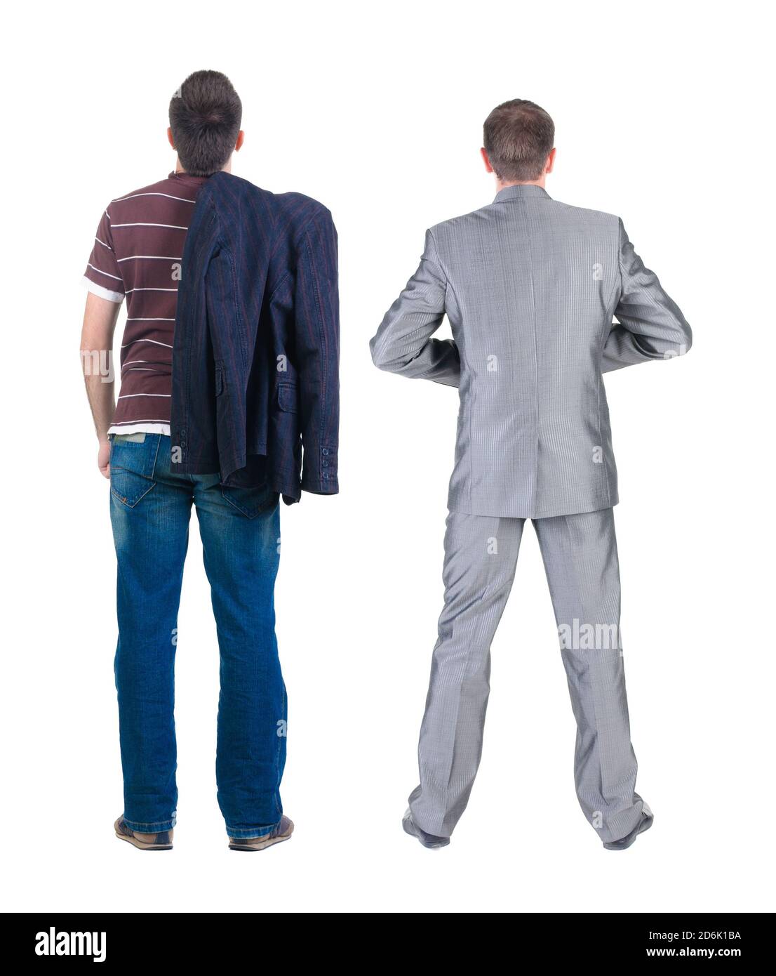 Back view of two business man in suit. Business team. Rear view people ...
