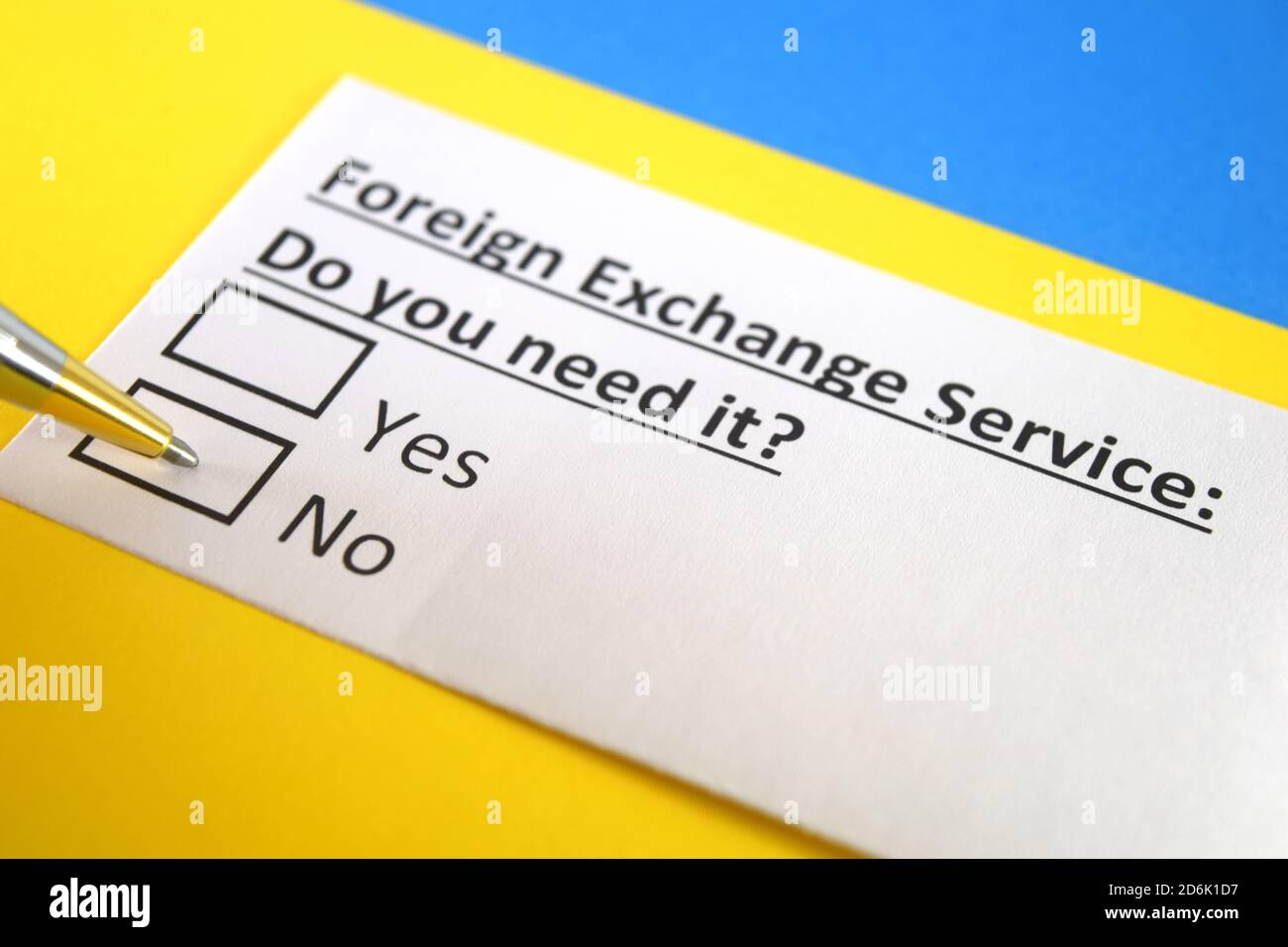 One person is answering question about foreign exchange service Stock ...