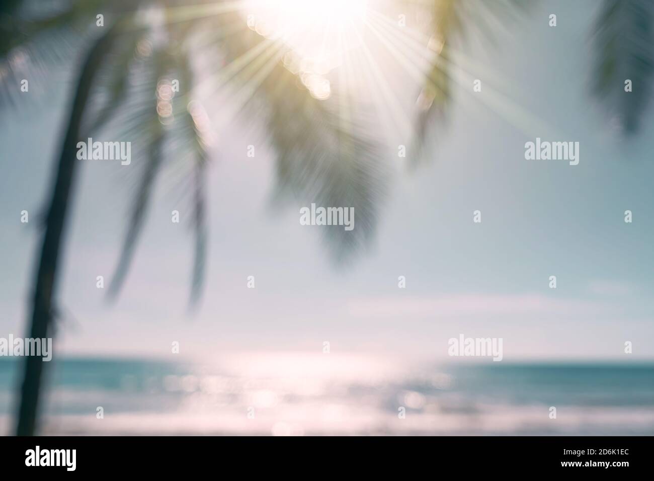 Blur summer bokeh beach with sun light and blue sky background Stock ...