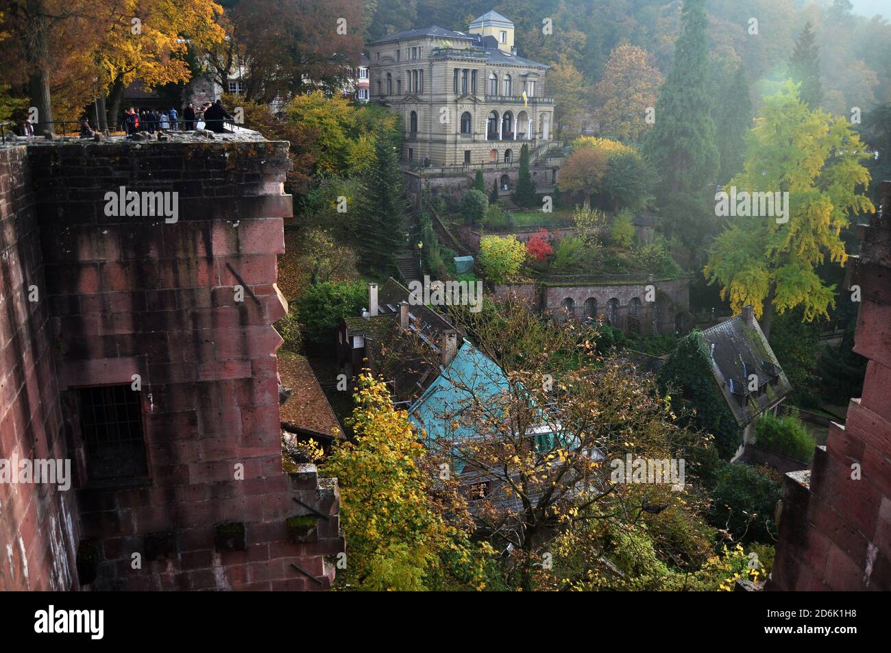 Inside and structure of ancient ruins Heidelberg Castle or Heidelberger ...
