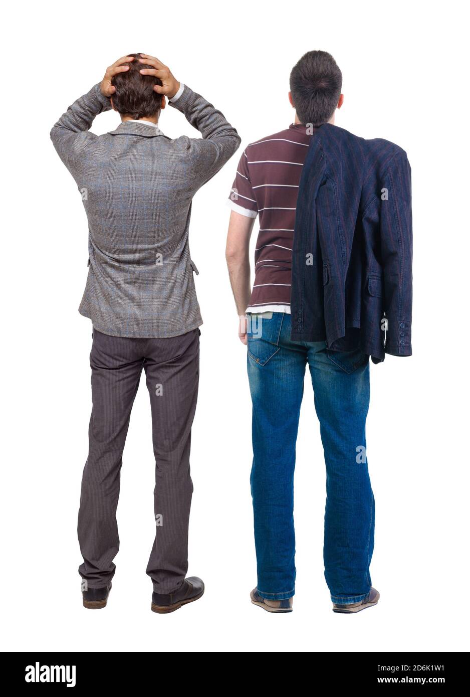 Back view of two business man in suit. Business team. Rear view people ...