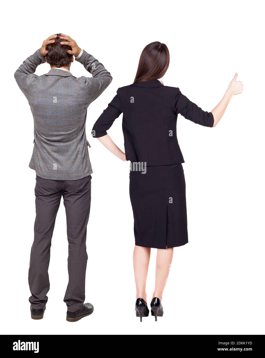 Man woman couple work rear view Cut Out Stock Images & Pictures - Alamy