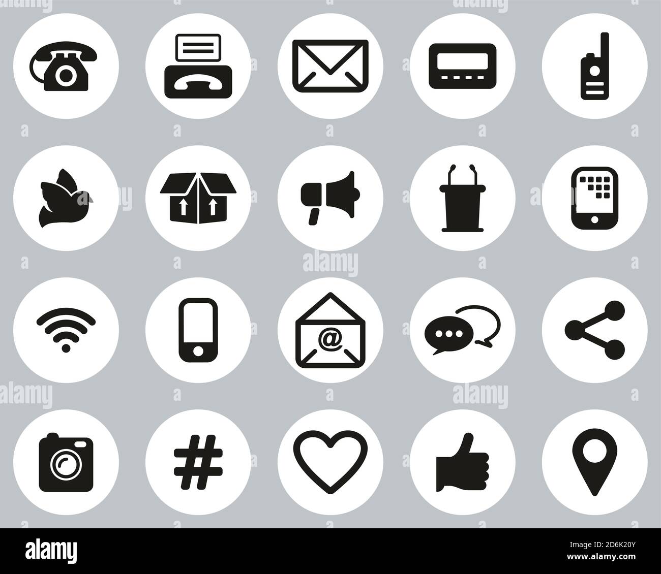 Different Ways Of Communication Icons Black & White Flat Design Circle ... Different Ways Of Communication Icons Black & White Flat Design Circle ...
