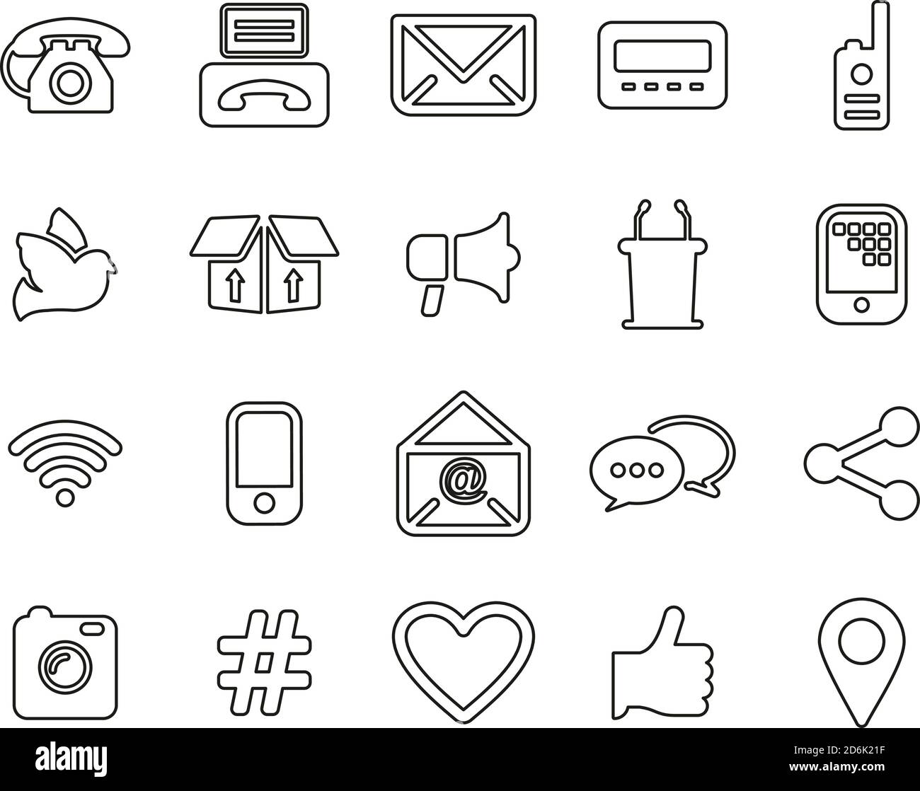 Different Ways Of Communication Icons Black & White Thin Line Set Big ... Different Ways Of Communication Icons Black & White Thin Line Set Big ...