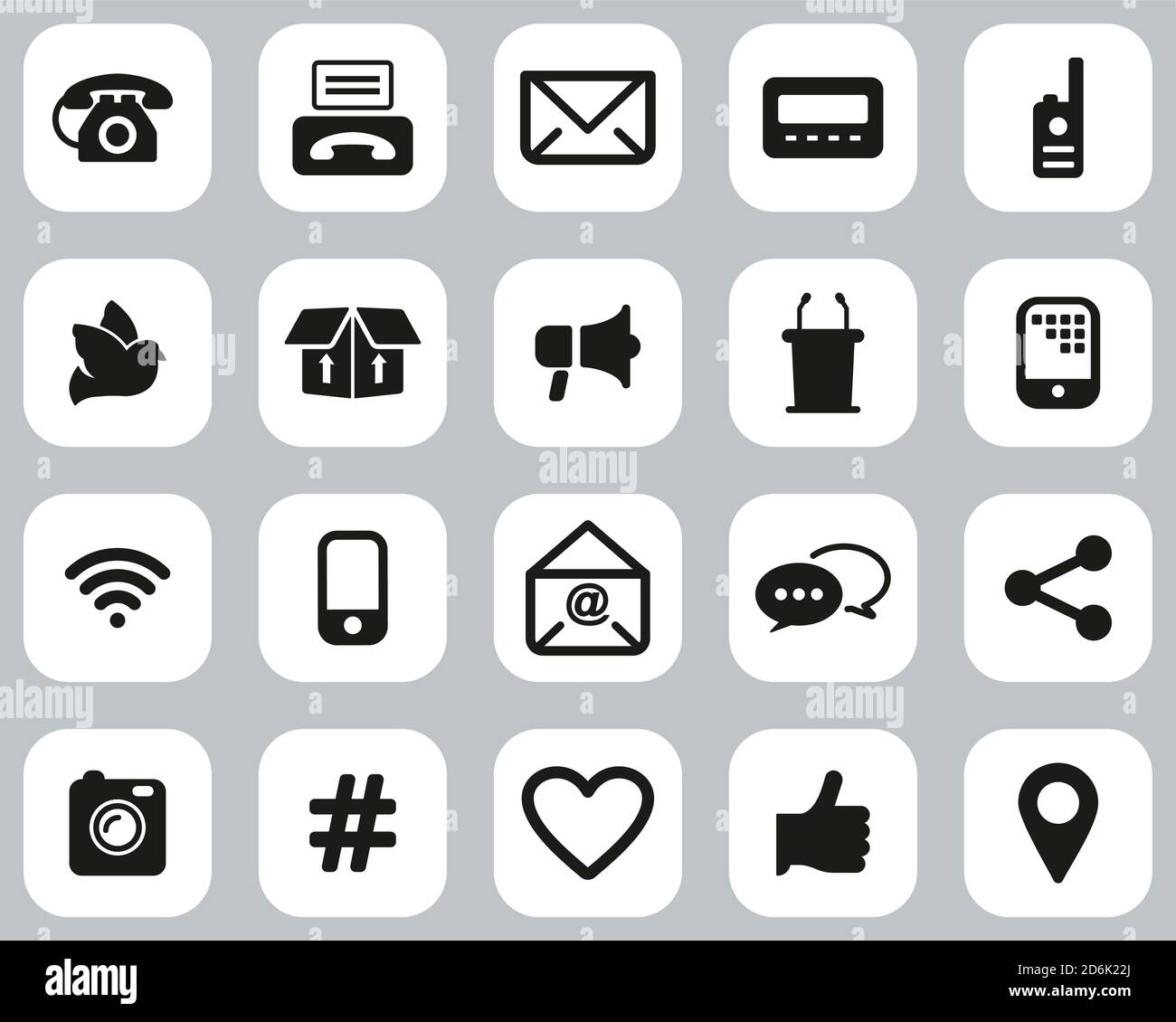 Different Ways Of Communication Icons Black & White Flat Design Set Big Stock Vector Image & Art ...
