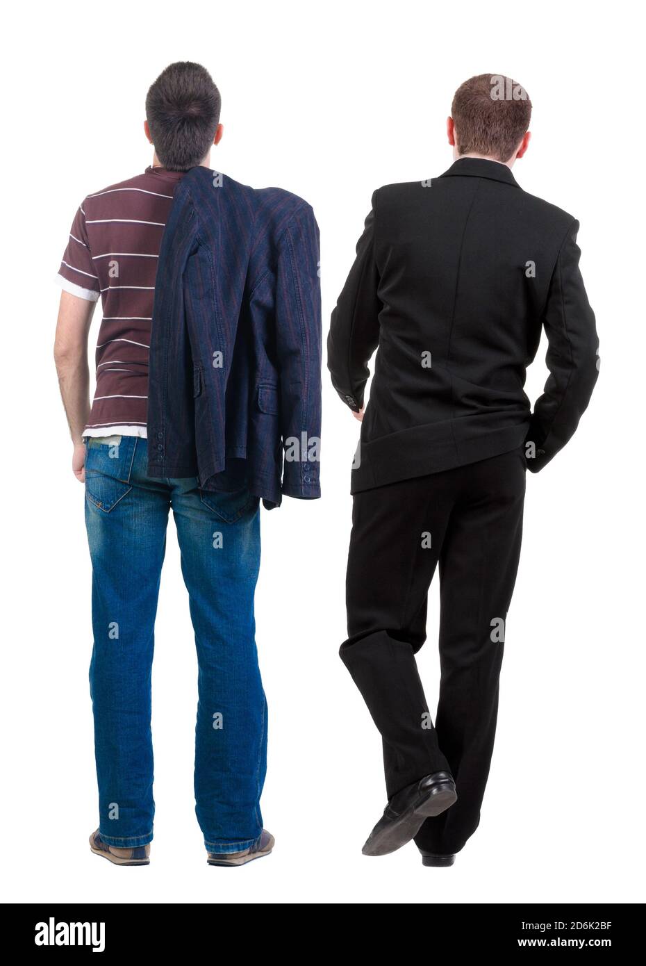 Back view of two business man in suit. Business team. Rear view people ...
