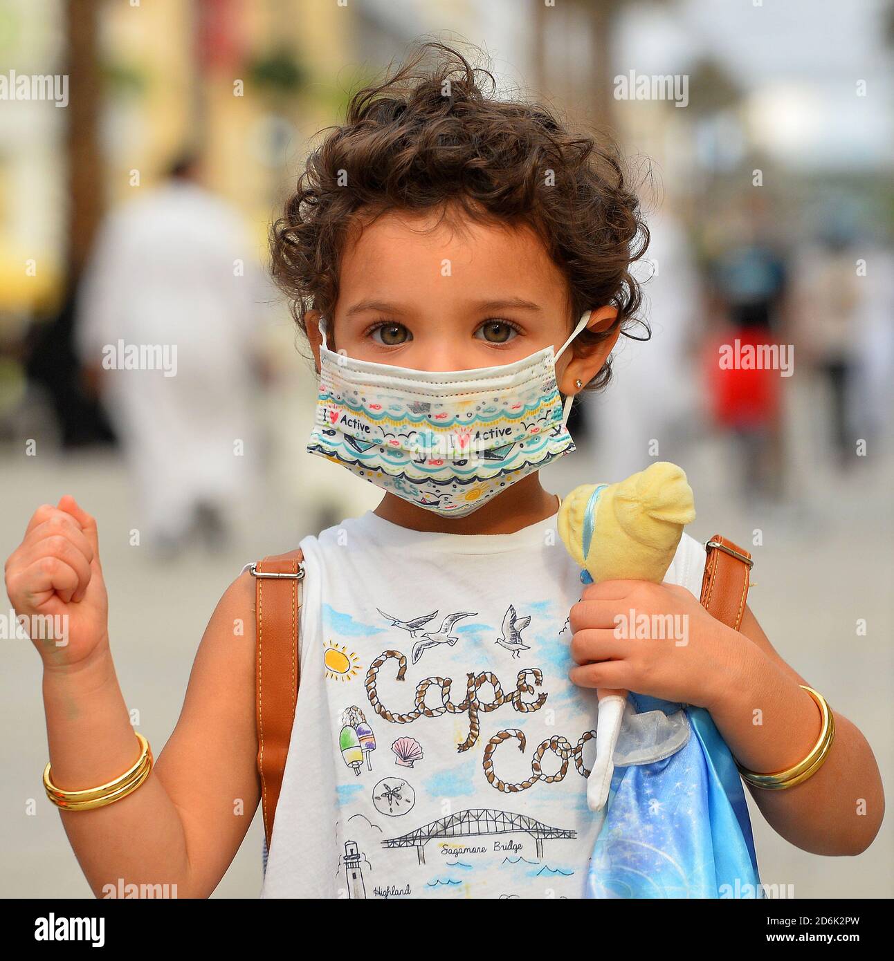 Kuwait City, Kuwait. 17th Oct, 2020. A girl wearing a face mask is seen ...