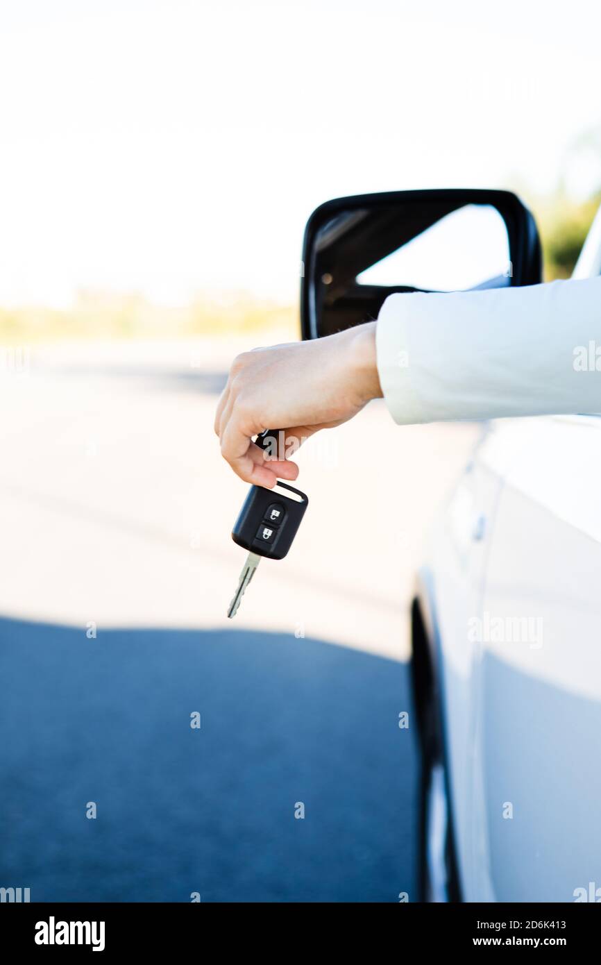 car key in hand close up Stock Photo - Alamy