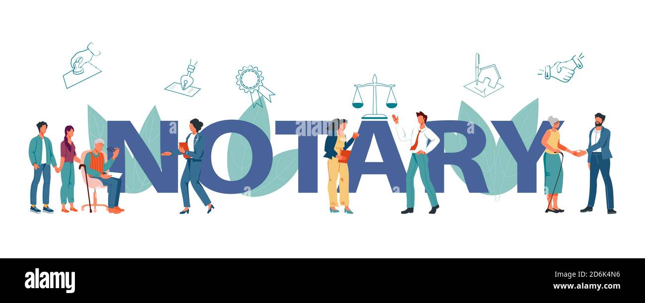 Public notary services header design, flat vector illustration Stock ...