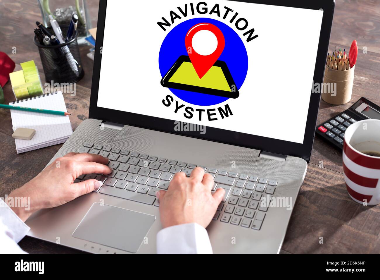 Navigation system concept shown on a laptop screen Stock Photo - Alamy