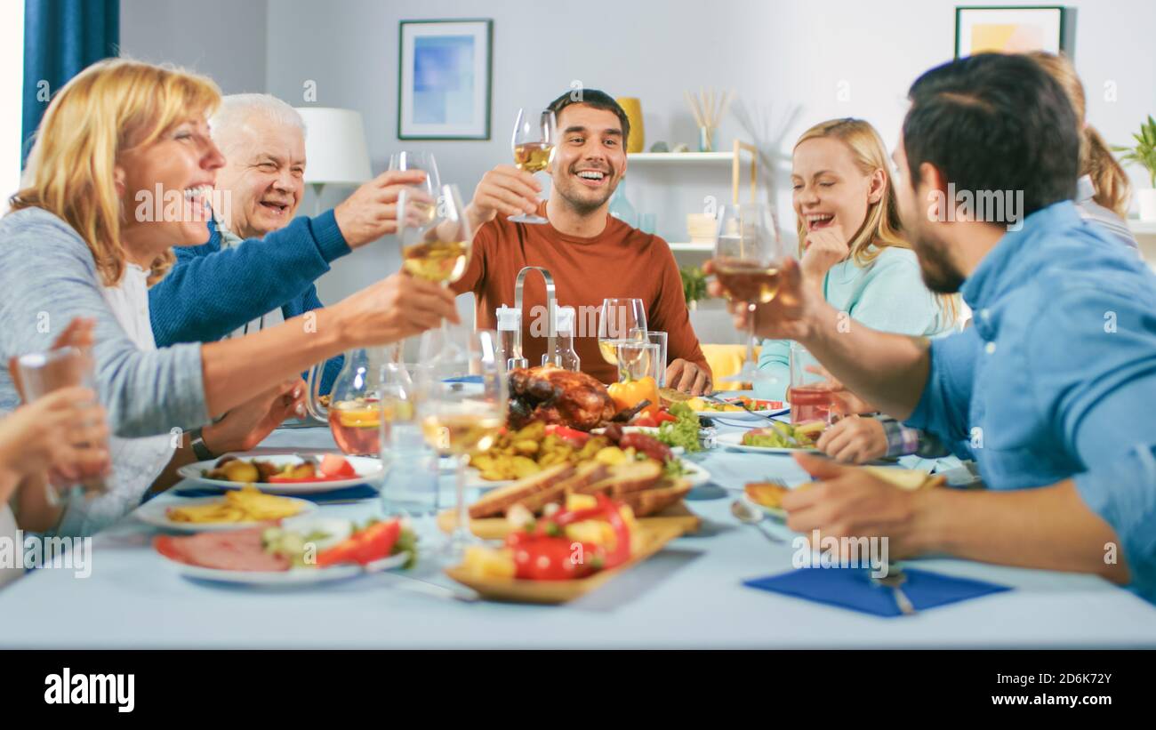 Big Family and Friends Celebration at Home, Diverse Group of Children ...