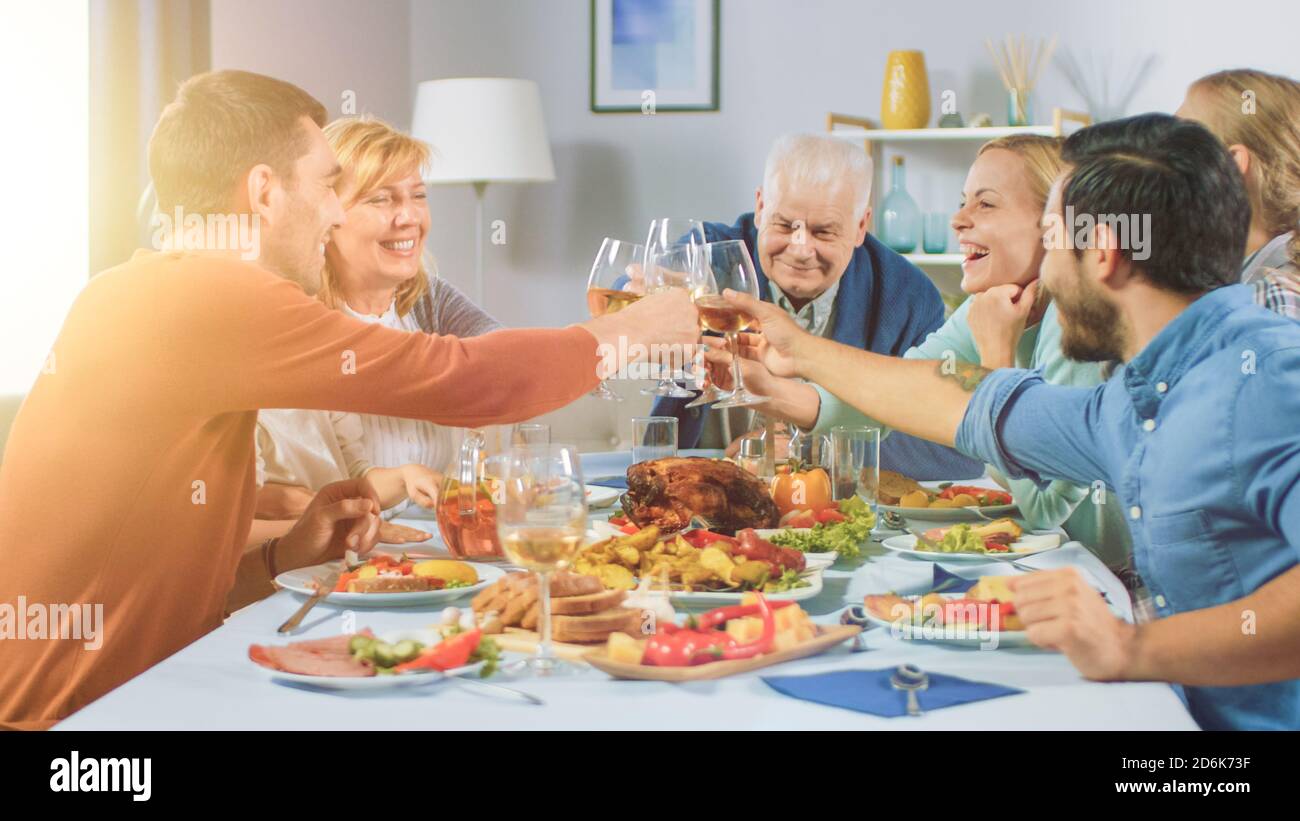 Big Family and Friends Celebration at Home, Diverse Group of Children ...
