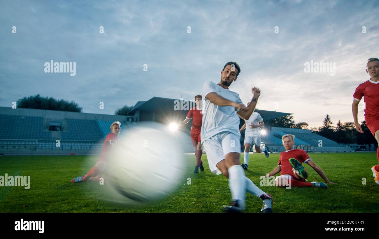 Soccer goal with soccer ball on a soccer field hi-res stock photography ...