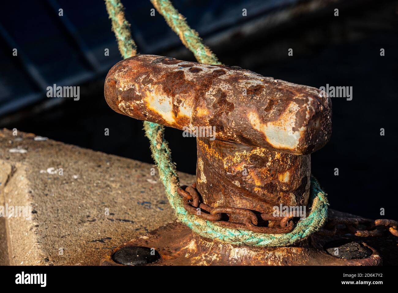 rusty poller in danish harbor Stock Photo - Alamy