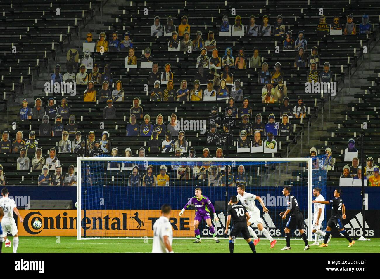 Detailed view of cardboard cutout fans during a MLS soccer game ...