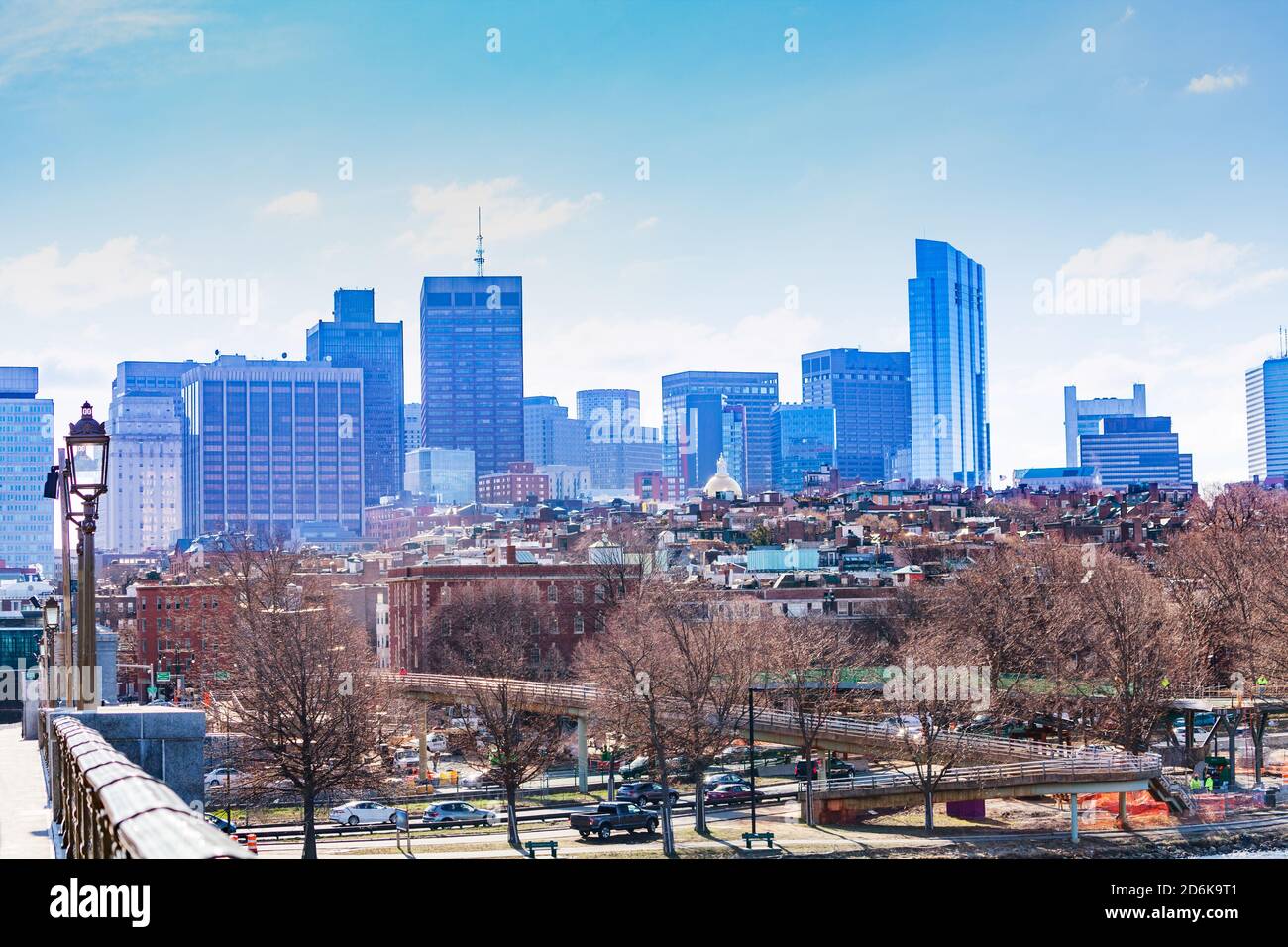Boston downtown panorama view from Longfellow Bridge, Massachusetts ...