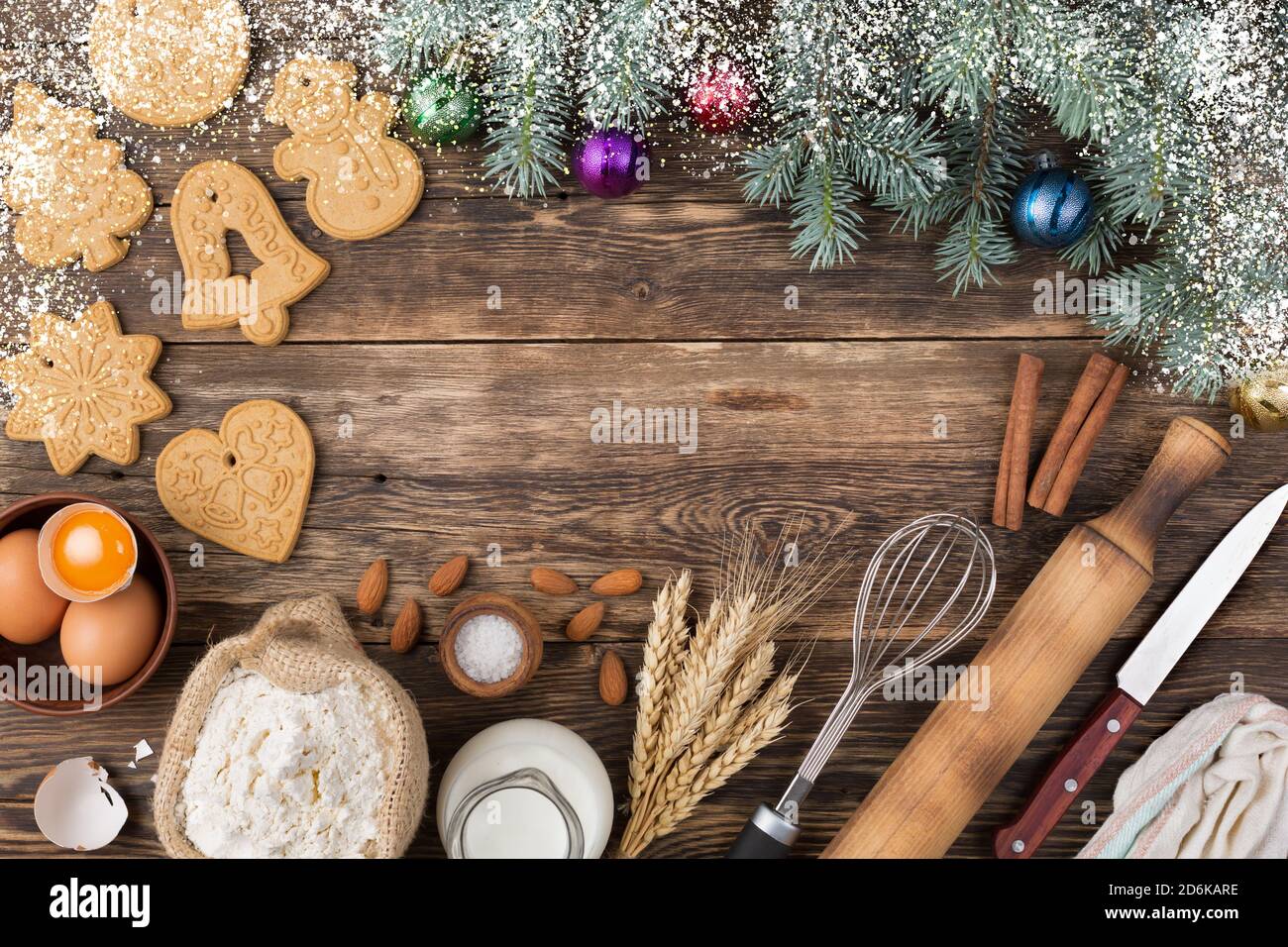 christmas baking background culinary background with spices and ...