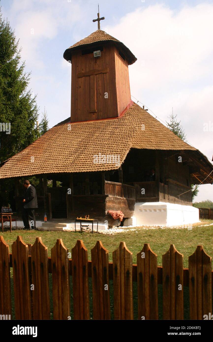 Leleasca, Olt County, Romania. Exterior view of the 18th century ...