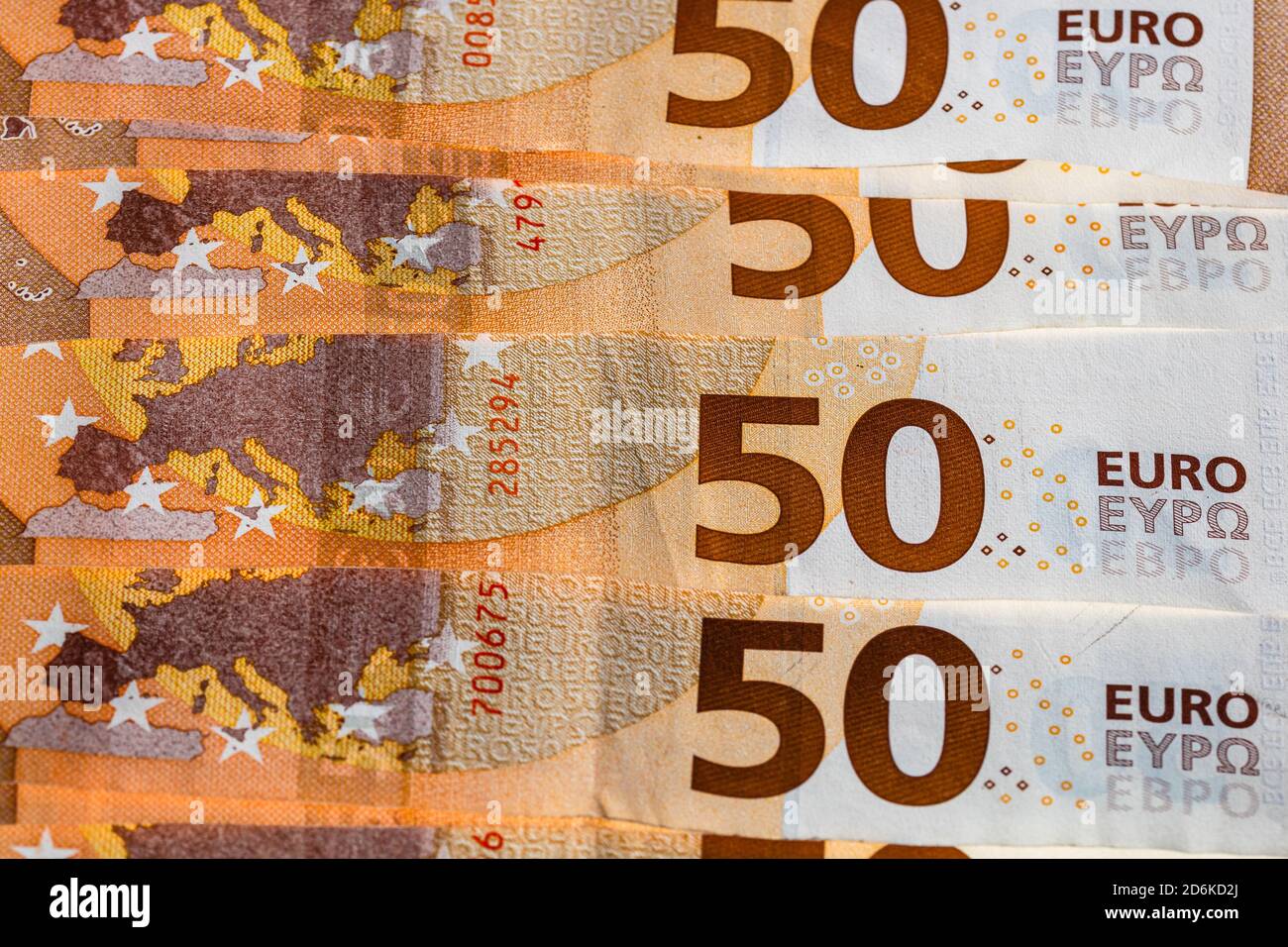 Selective focus on detail of euro banknotes. Close up macro detail of ...