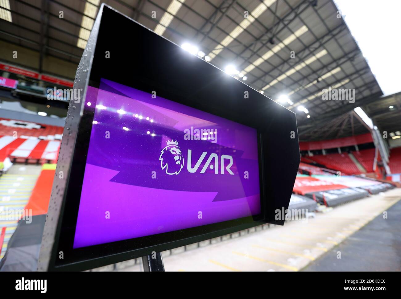 VAR pitch side monitor during the Premier League match at Bramall Lane ...
