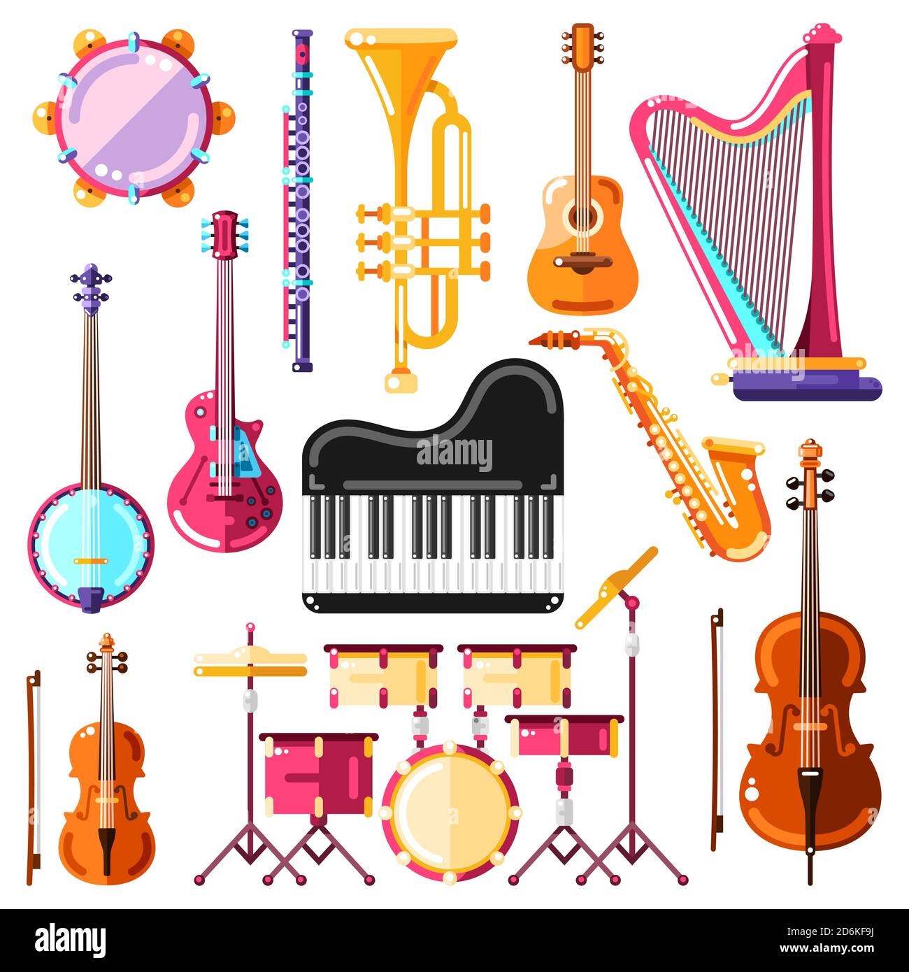 Musical instruments vector illustration. Colorful isolated icons and ...