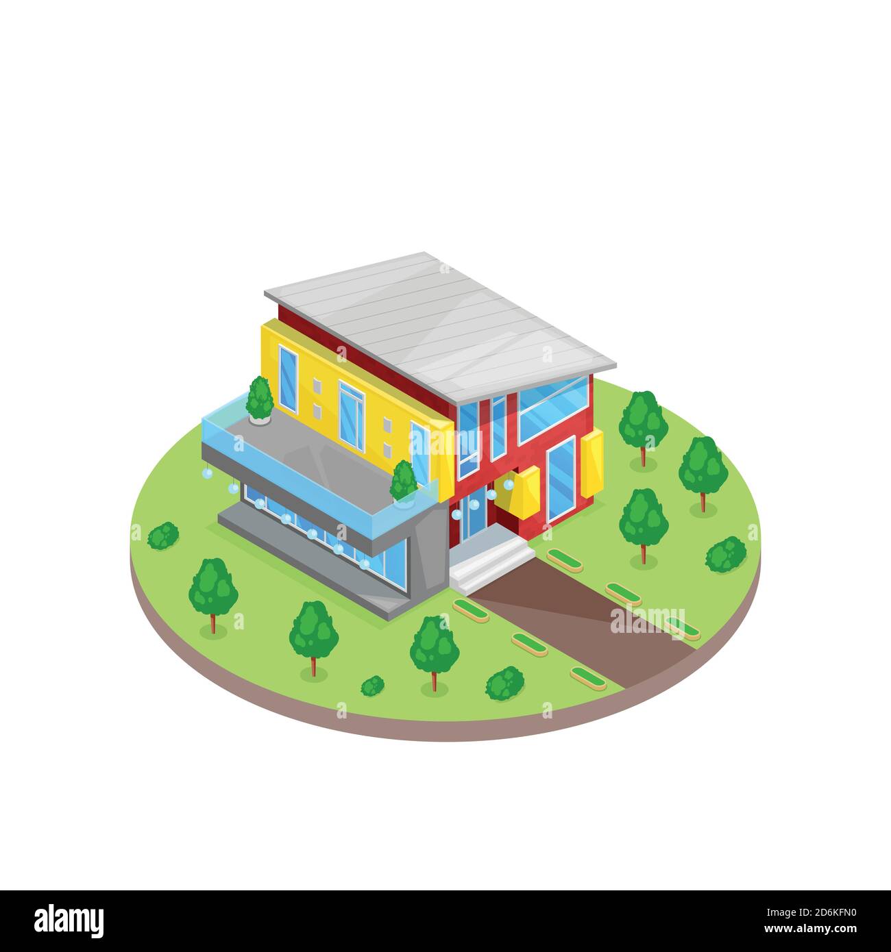 Modern multicolor two stories 3d isometric style residential house in ...