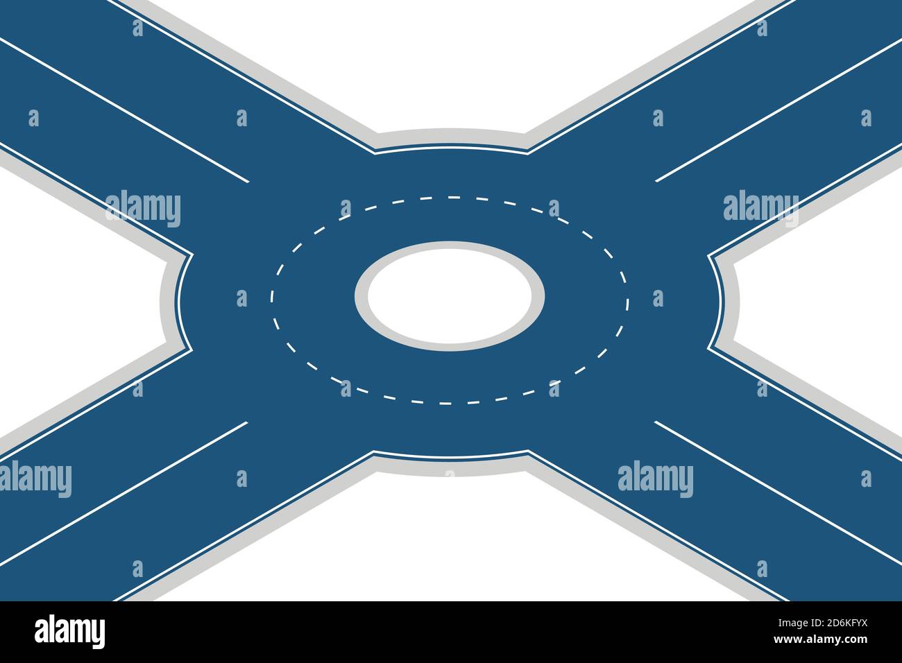 Empty roundabout junction isolated on white background. Vector ...