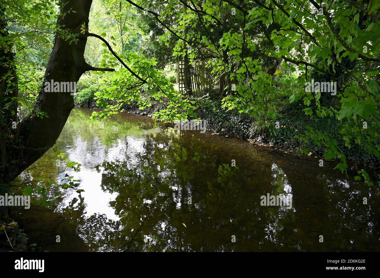 Reflections. River Darent, Shoreham, Nr Sevenoaks, Kent. UK Stock Photo ...