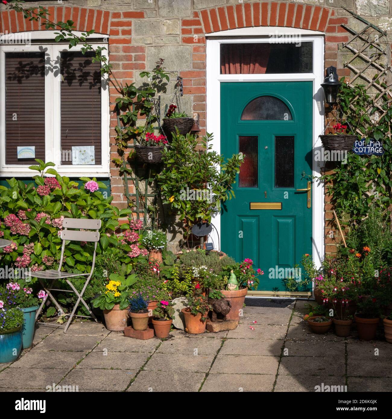 Old House with Cottage Pot Garden, Shaftesbury, Dorset, UK Stock Photo ...