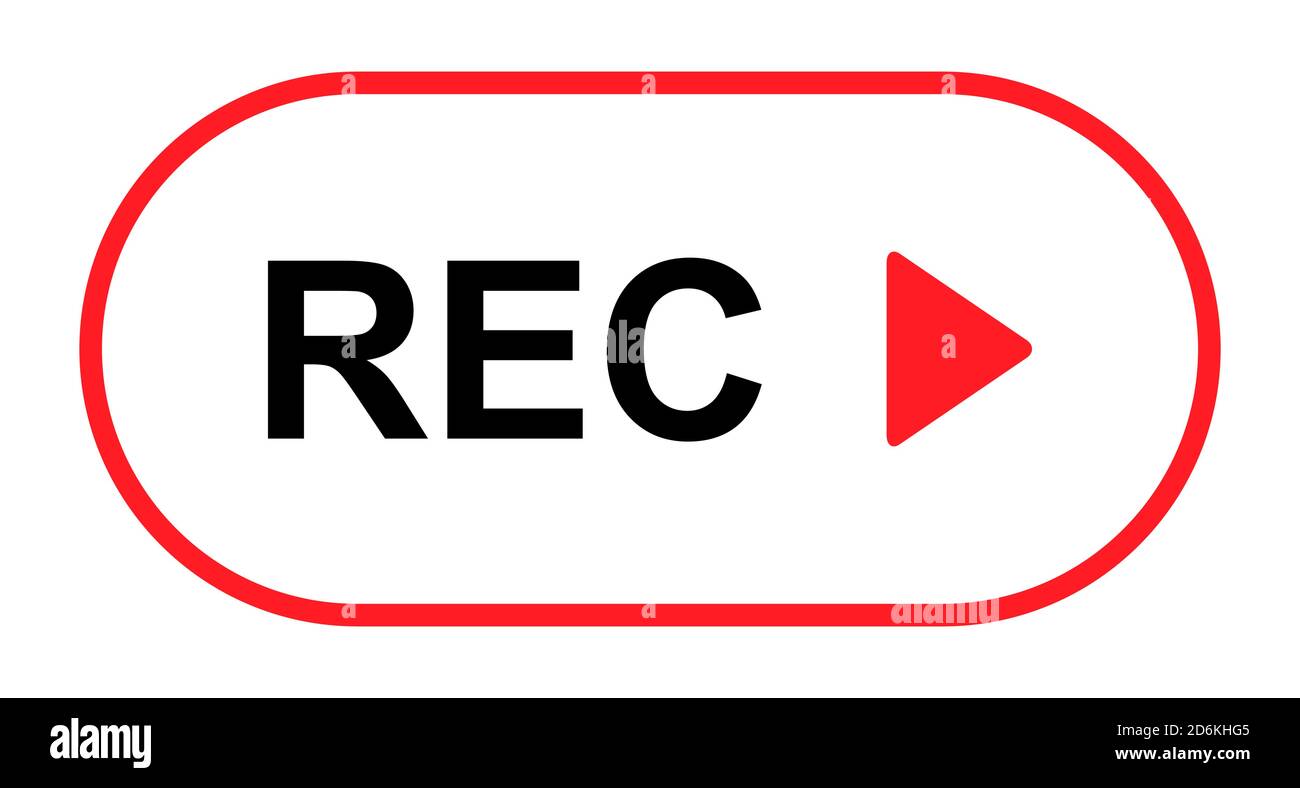 Recording sign button, red app panel, rec, vector symbol isolated on ...