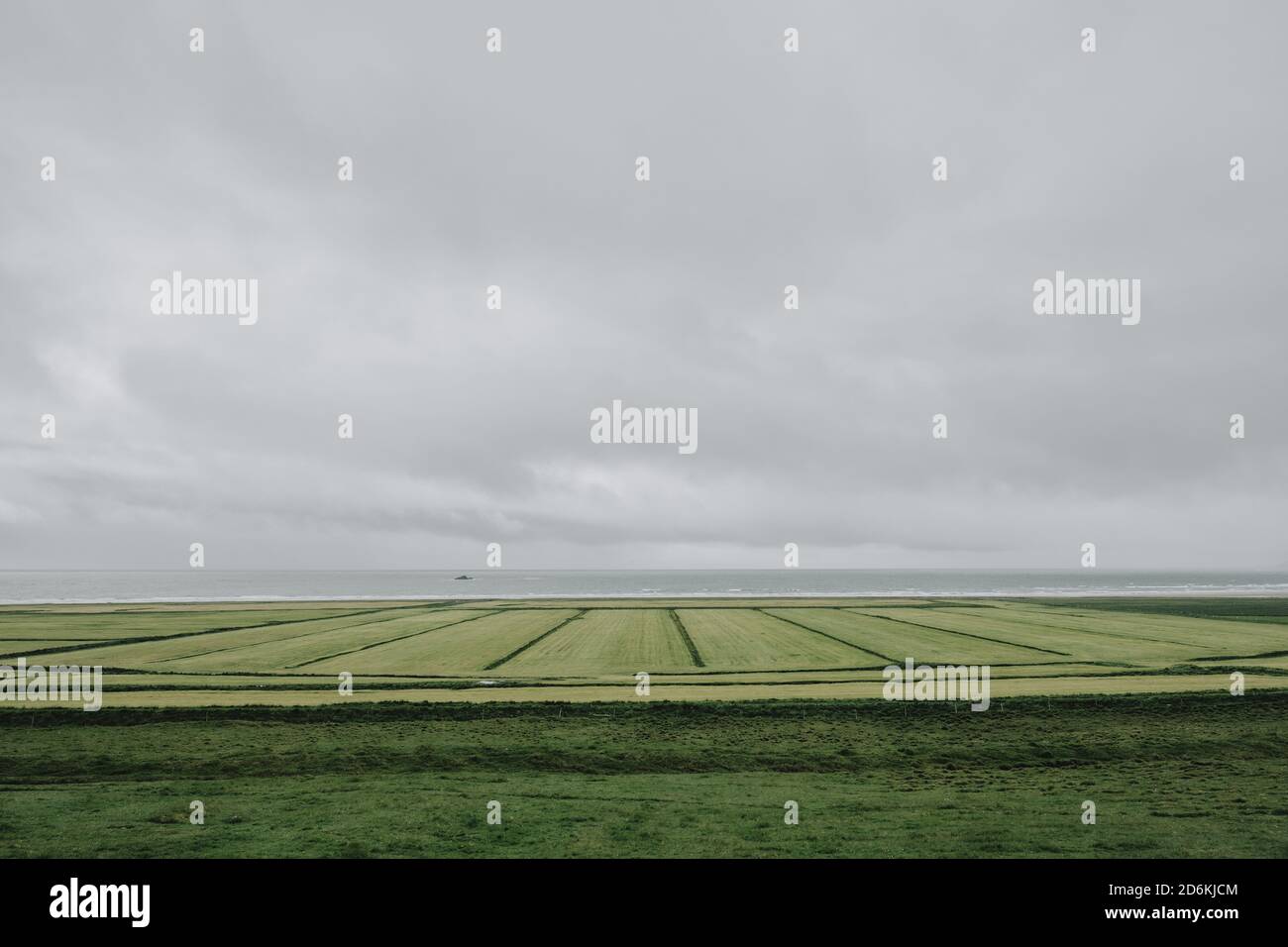 Empty minimal green grey cloudy landscape - Green flat agricultural ...