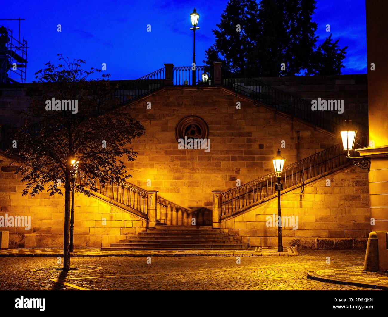 Stairs to Charles bridge from Kampa Island in Prague Stock Photo - Alamy