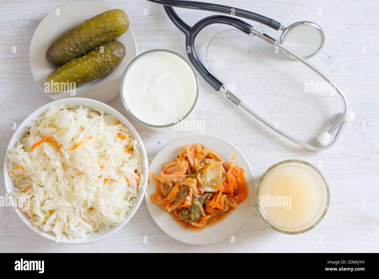 Various of naturally fermented probiotic foods Stock Photo - Alamy