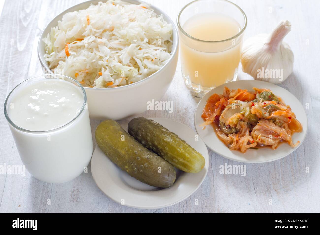 Various of naturally fermented probiotic foods Stock Photo - Alamy