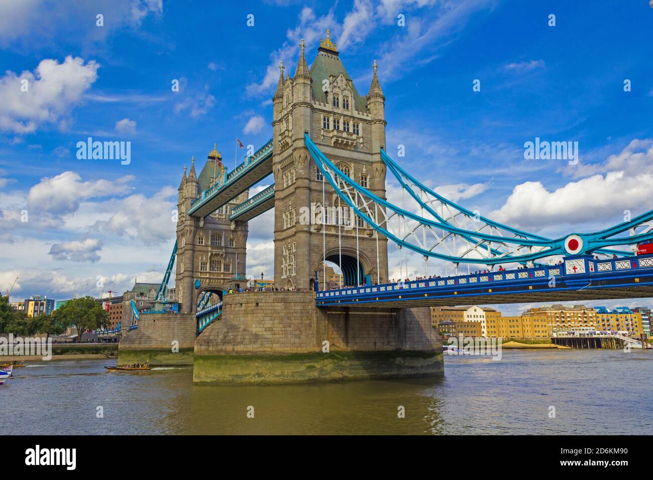 Tower Bridge-a combined bascule and suspension bridge in London.crosses ...