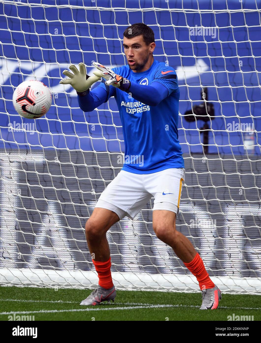 Brighton and Hove Albion goalkeeper Mathew Ryan warms up before the ...