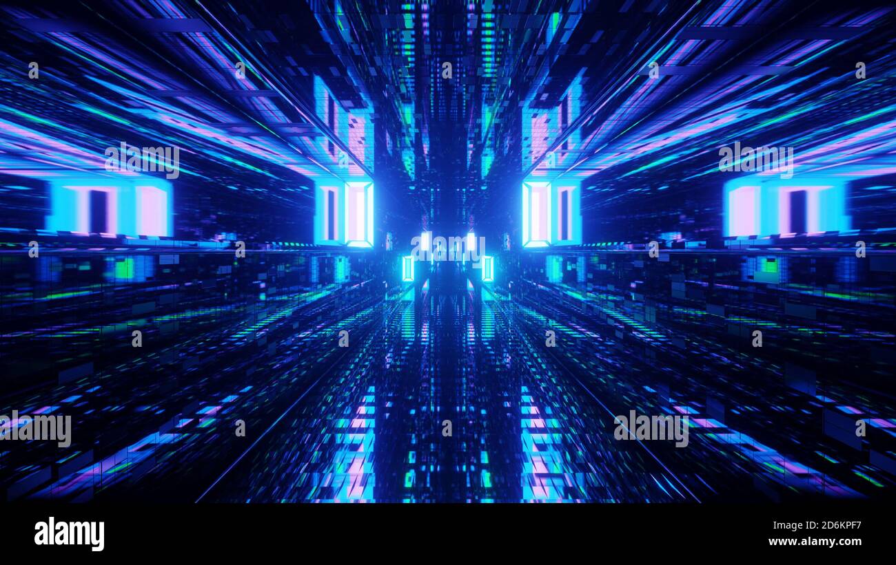 Dark Cyber Neon Light Guided Gate 4k uhd 3d illustration background ...