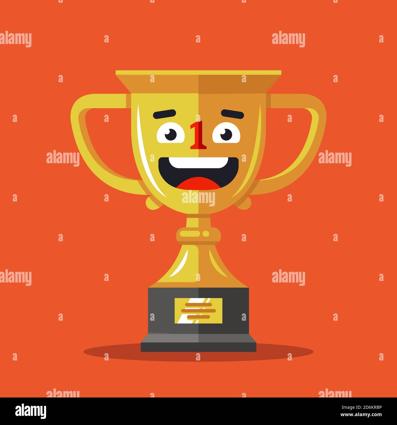 gold cup winner with joyful facial expression. flat vector character ...