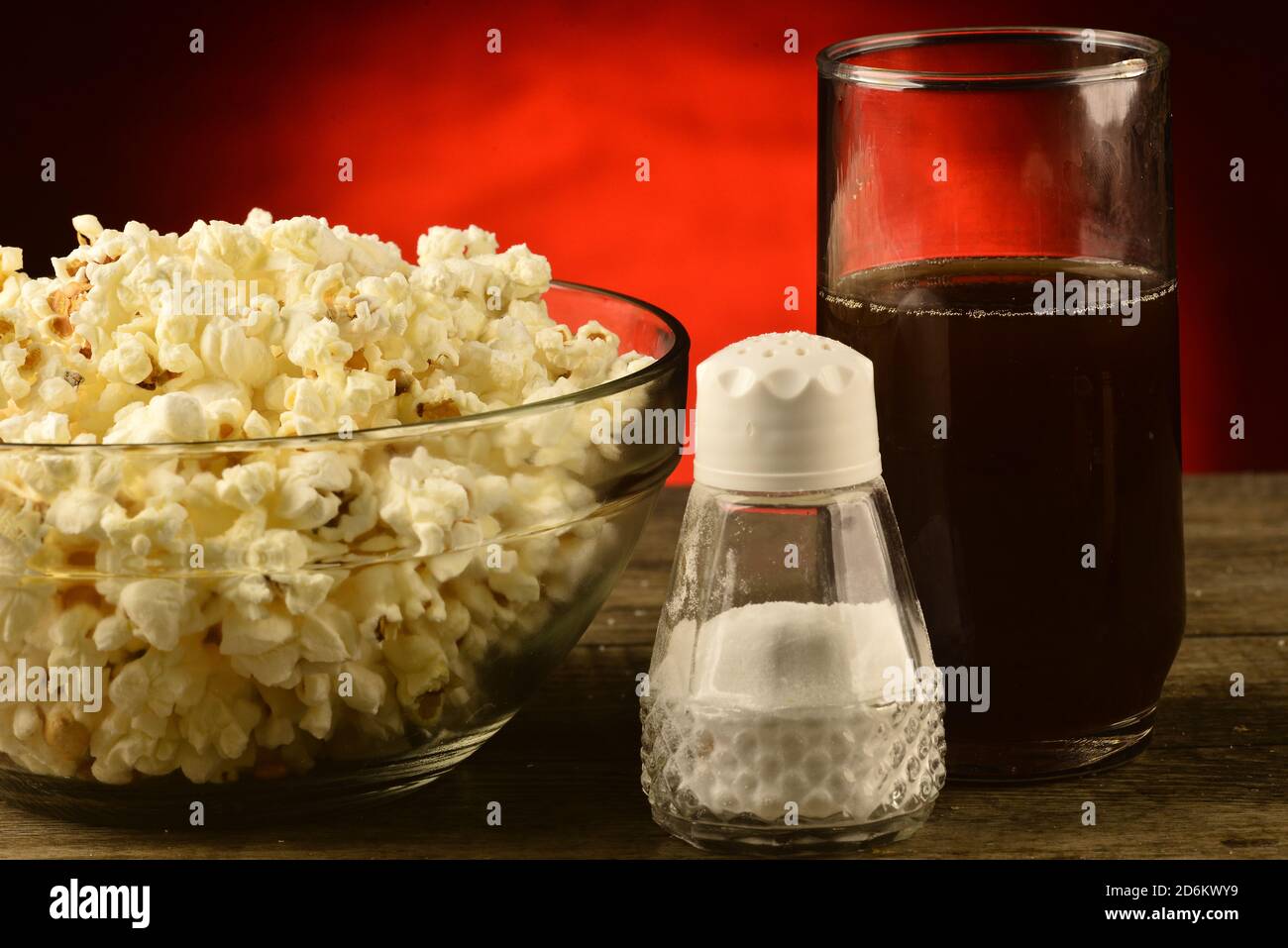 Popcorn with coca cola on the table Stock Photo - Alamy