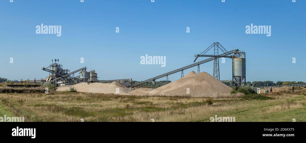Sand mining factory near river Waal in Millingen aan de Rijn ...