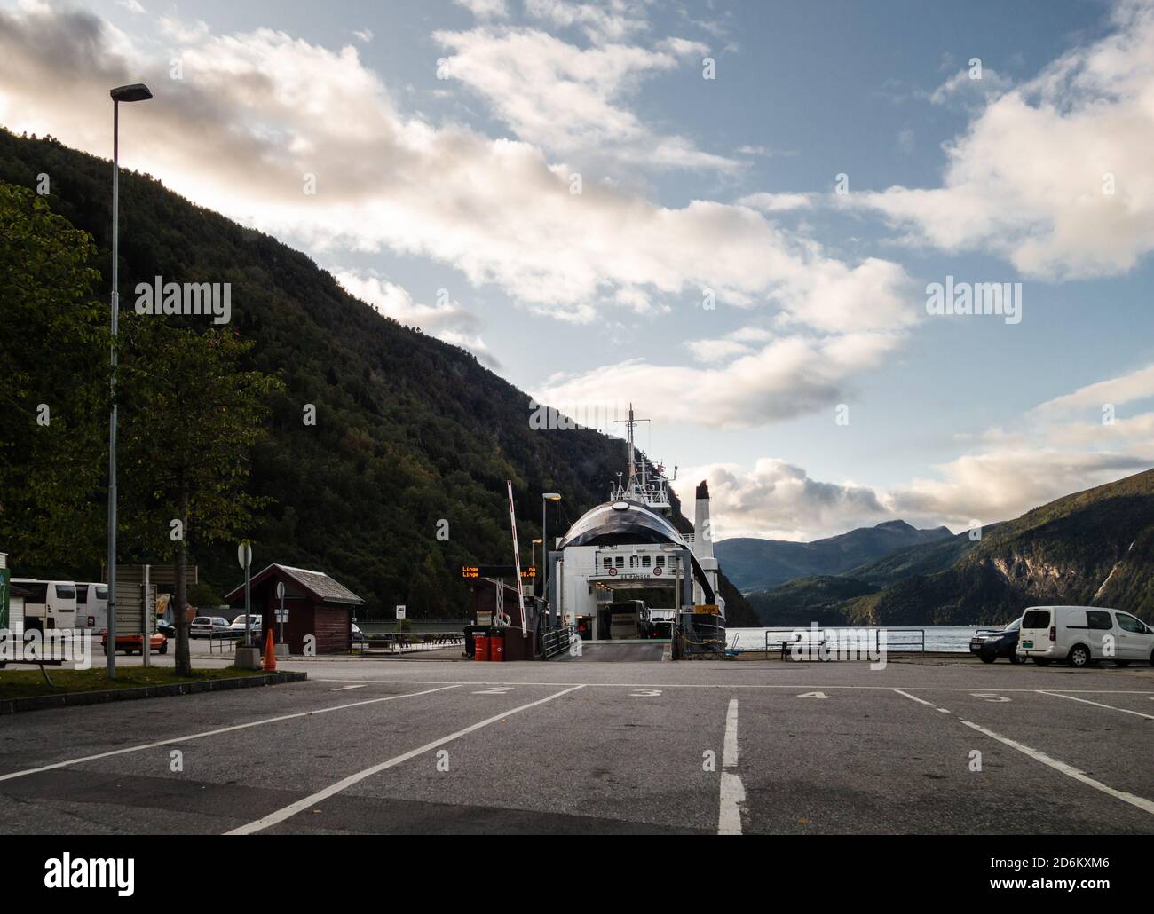 Editorial 09.07.2019 Eidsdal Norway Driving on board the car ferry ...