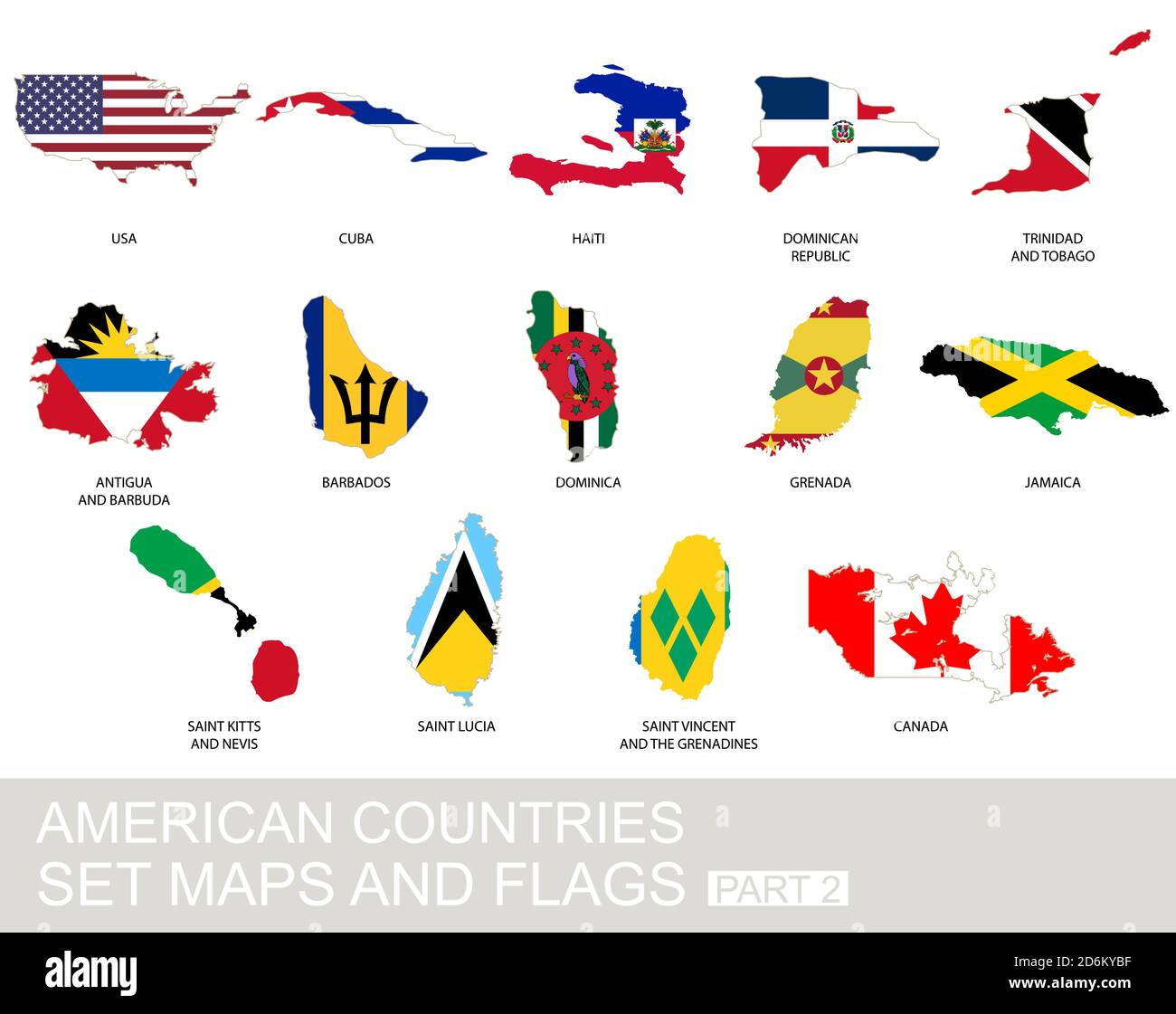 American countries set, maps and flags, part 2 Stock Vector Image & Art ...